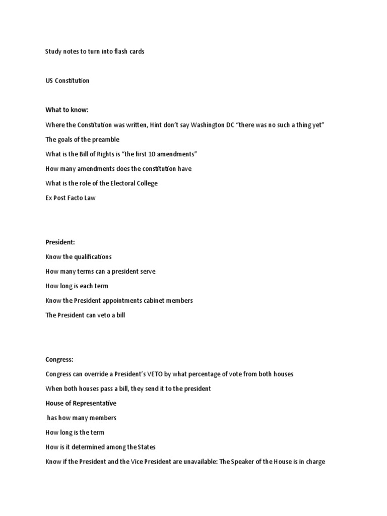 Study Notes To Turn Into Flash Cards | PDF