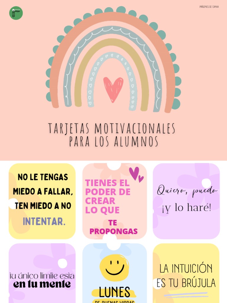 Tarjetas Motivadoras para Estudiantes | PDF
