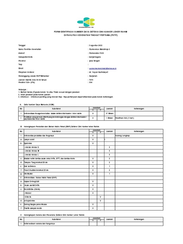 Form Identifikasi Sumber Daya Kanker | PDF