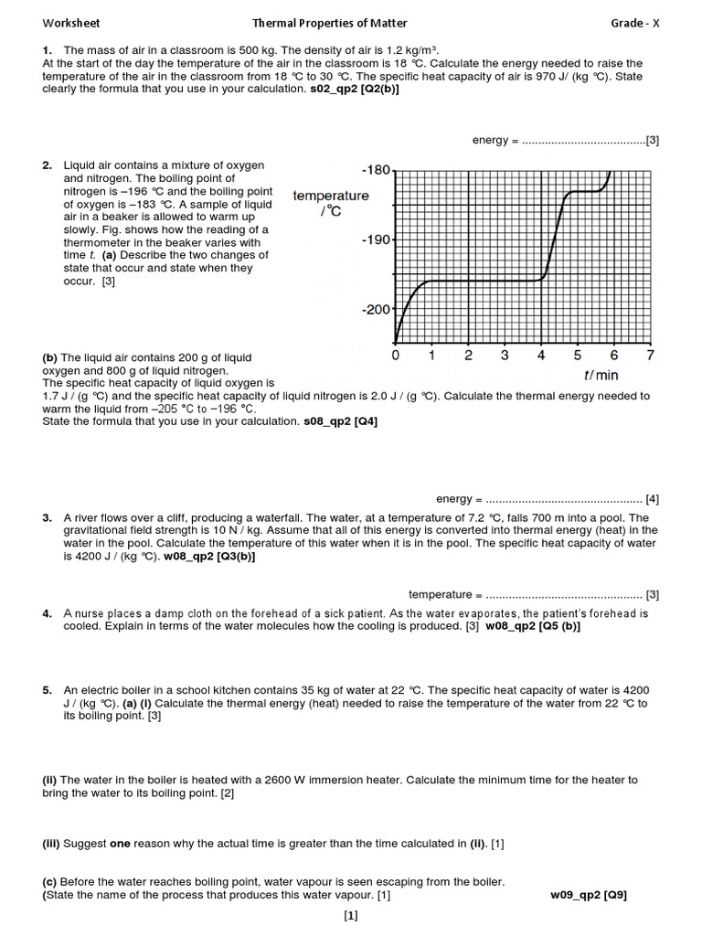 RevisionWsheet 5054 ThermalPropertiesofMatter | PDF | Thermal Expansion ...