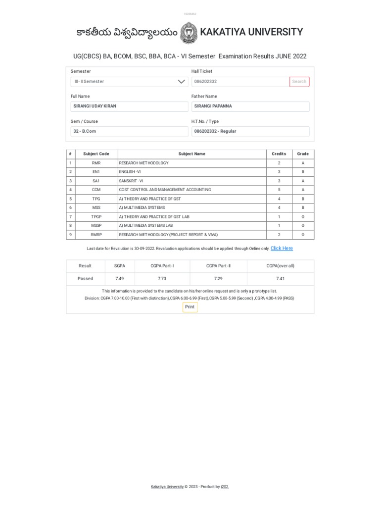క య శ లయం Kakatiya University: UG (CBCS) BA, BCOM, BSC, BBA, BCA - VI Semester Examination ...