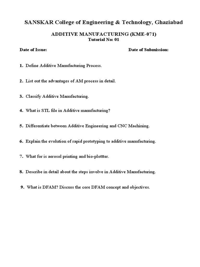 SANSKAR College of Engineering & Technology, Ghaziabad: Additive ...