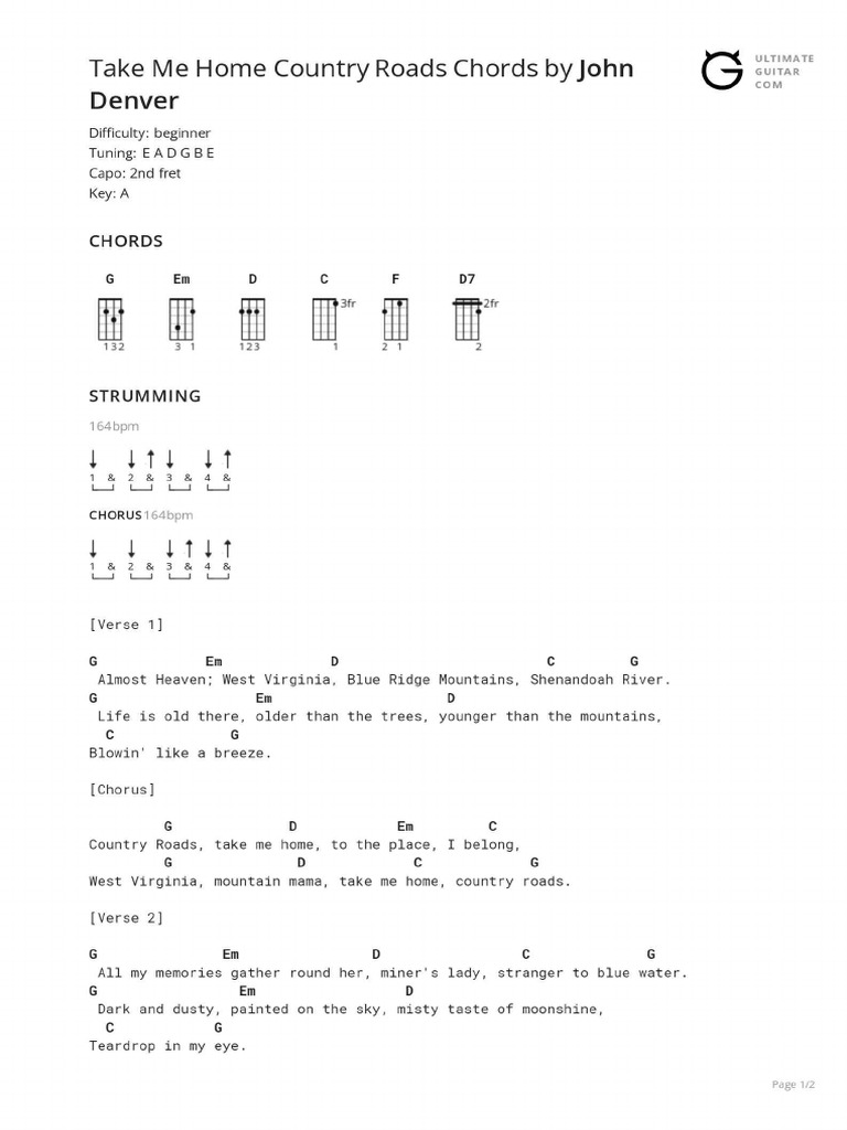 Take Me Home Country Roads Chords | PDF