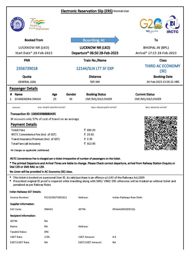 12144 Sln LTT SF Exp Third Ac Economy 3E PDF Identity Document
