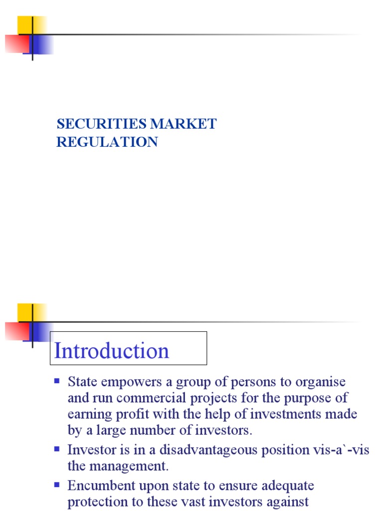Securities Market Regulation | PDF | Securities (Finance) | Stocks