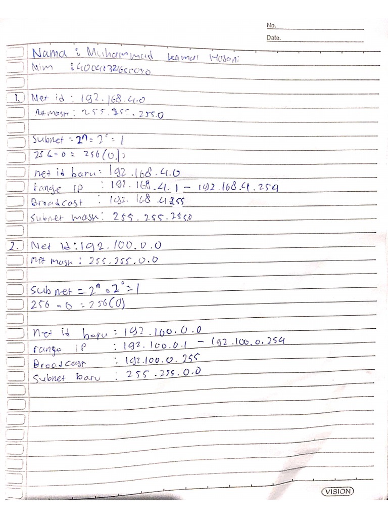 Muhammad Kamal Hasani - 40040321650050 - Tugas Subnetting | PDF