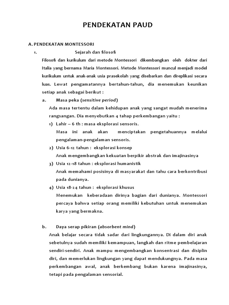 Pendekatan Paud-2 | PDF | Karier & Perkembangan | Kesehatan Holistik