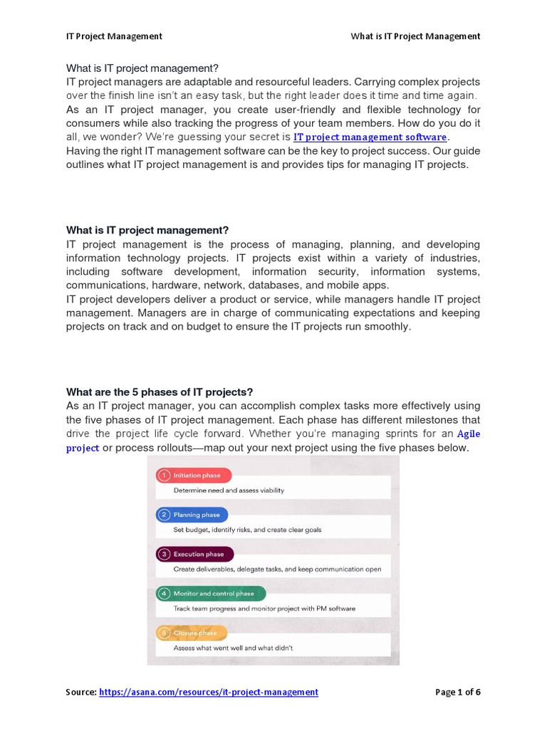 01-What Is IT Project Management | PDF | Project Management ...