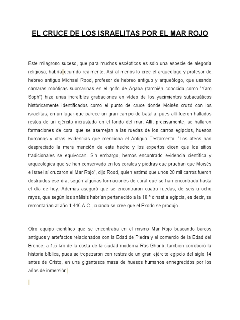 El Cruce de Los Israelitas Por El Mar Rojo | PDF | Moisés | Libro del éxodo