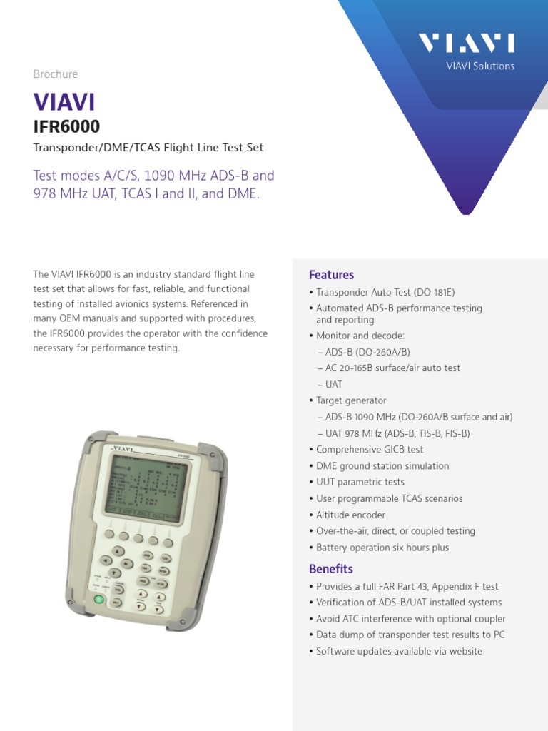 Ifr6000 Transponder Dme Tcas Flight Line Test Set Brochures en | PDF ...