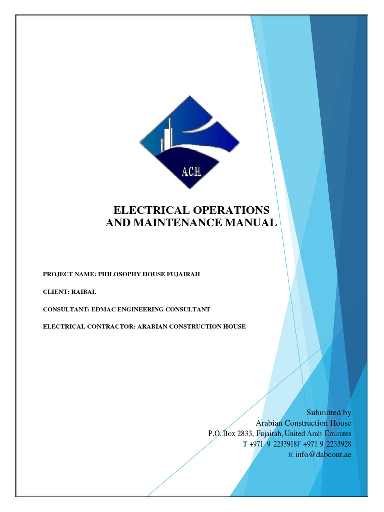 O&m Manual Electrical | PDF | Electrical Wiring | Insulator (Electricity)