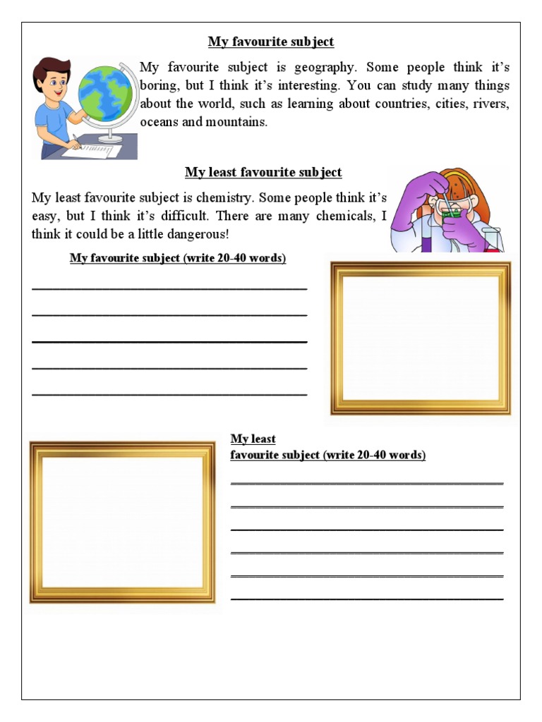 Like and Dislike School Subjects Writing Writing Creative Writing Tasks ...