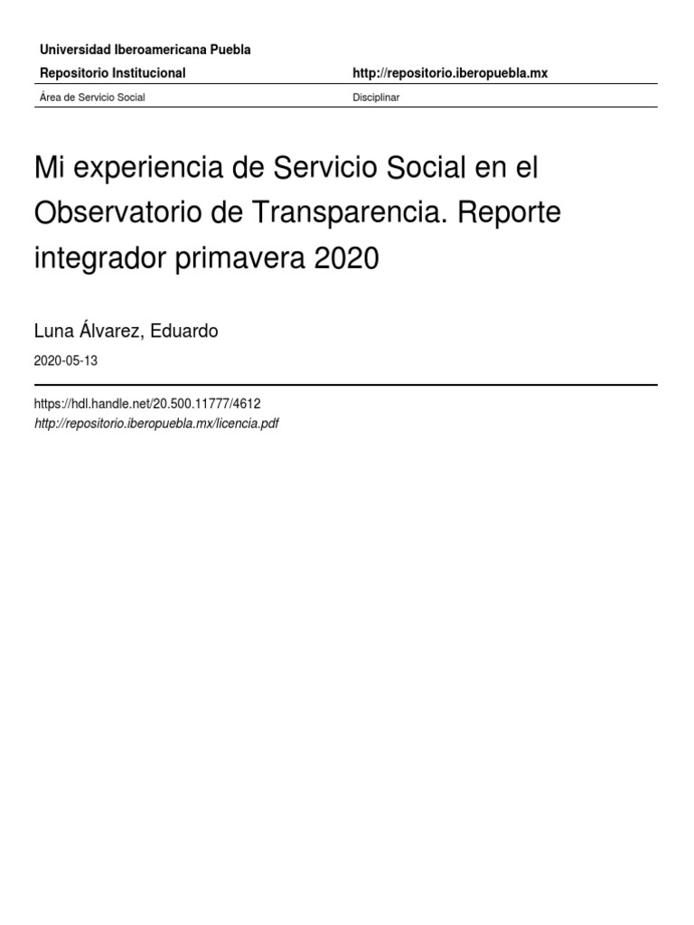 REPORTE INTEGRADOR EDUARDO - Eduardo Luna Álvarez PDF | PDF | Trabajo Social | Leyes de libertad ...