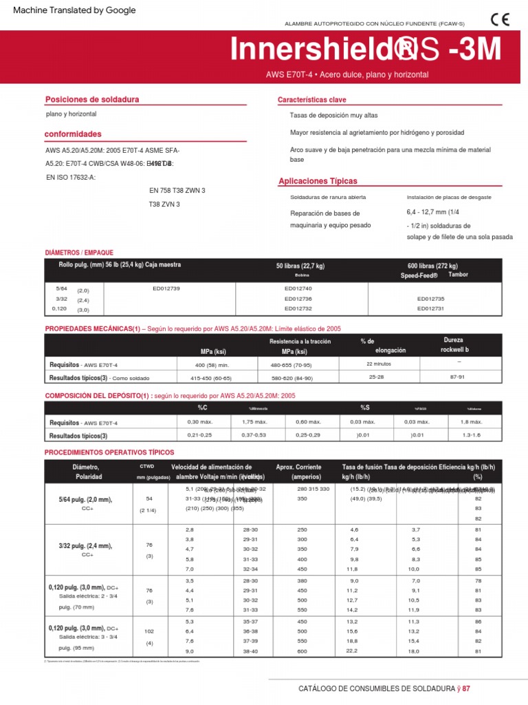 Aws E70t-4 en | Descargar gratis PDF | Soldadura | Construcción