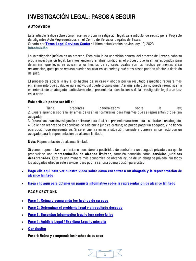 INVESTIGACIÓN LEGAL PASOS A SEGUIR | PDF | Bases de datos ...