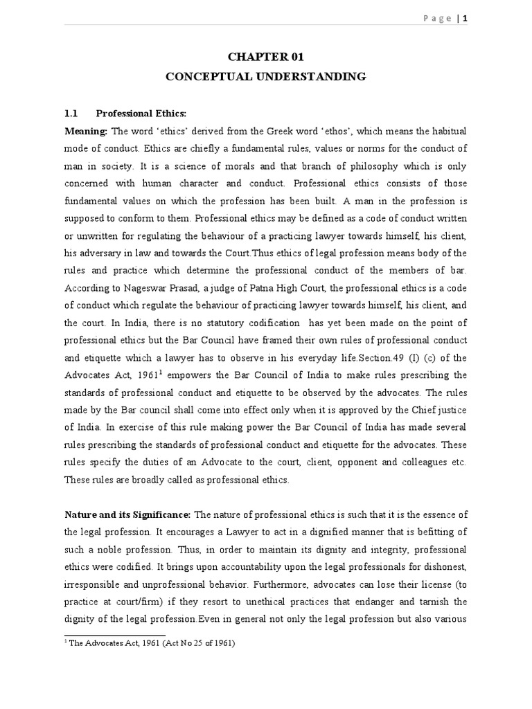 Professional Ethics PROJECT | PDF | Advocate | Lawyer