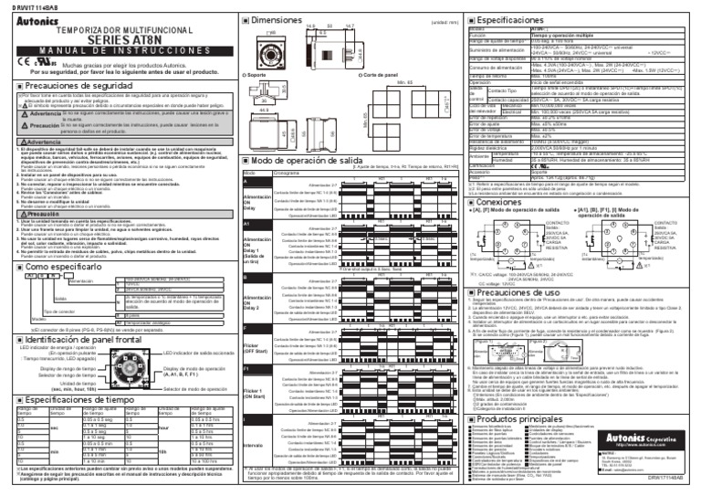 Autonics At8n Esp Manual | PDF | Diodo emisor de luz | Electricidad