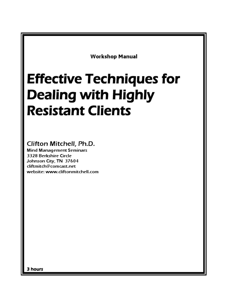 Handout 3hr Resistance Clifton Mitchell | PDF | Psychotherapy ...