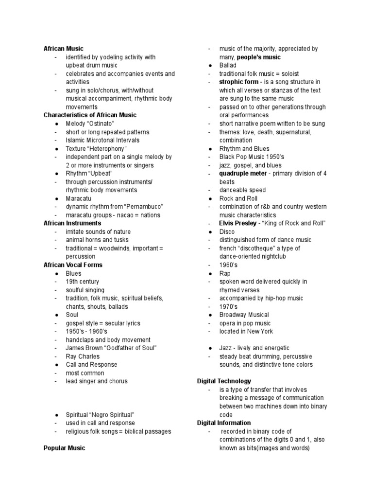 African Music Characteristics and Genres | PDF | Camera | Singing