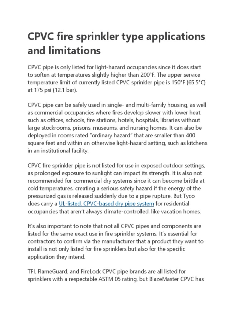 1.CPVC Fire Sprinkler | PDF | Fire Sprinkler System | Pipe (Fluid Conveyance)