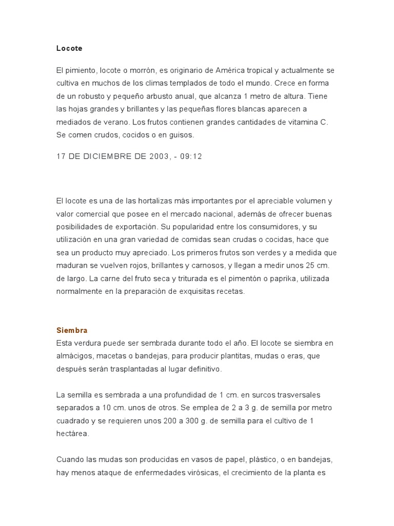 Locote | PDF | Botánica | Agricultura