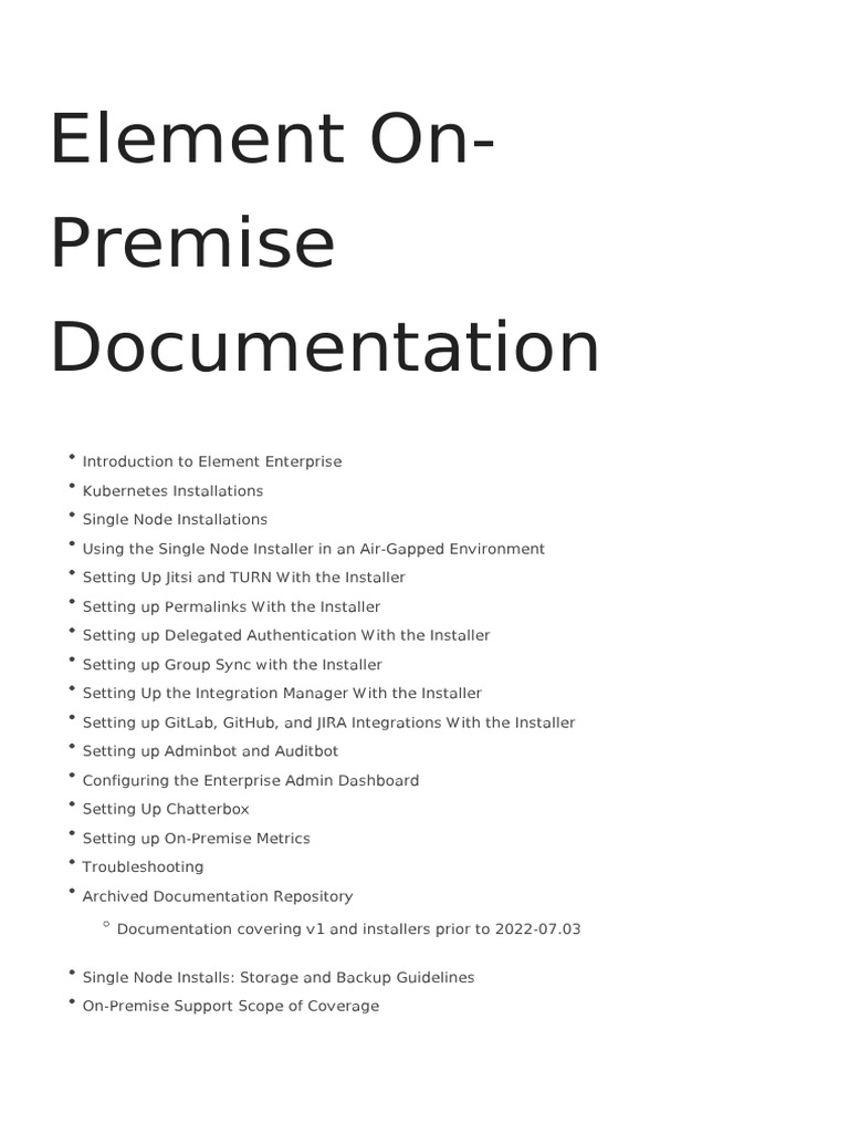 Element On Premise Documentation 0703 0905 PDF | PDF | Domain Name System | Port (Computer ...