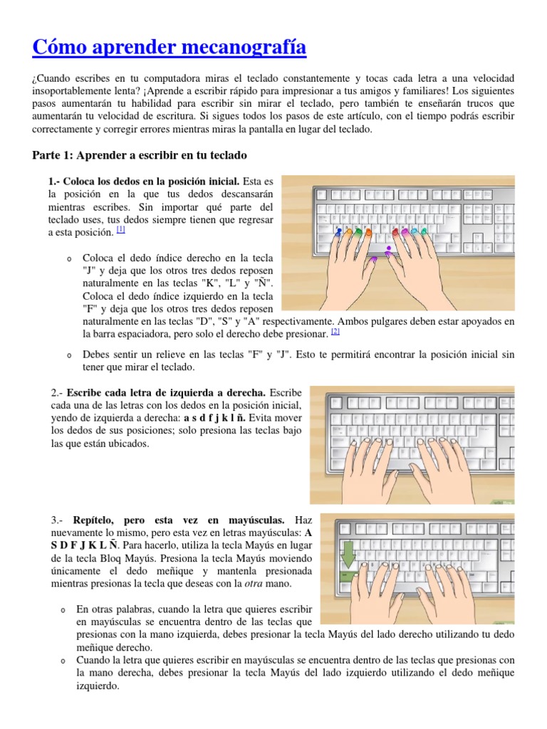 02 Cómo Aprender Mecanografía | PDF | Mano | Teclado