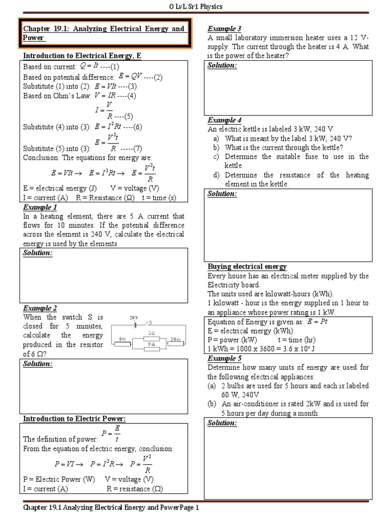 Electrical Energy and Power | PDF | Teaching Methods & Materials | Science & Mathematics