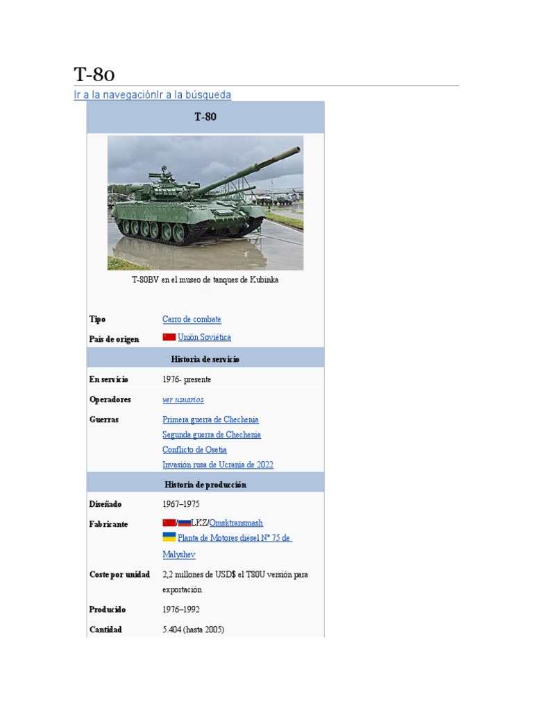 t80 Tank | PDF | Vehículos militares | Tecnología militar