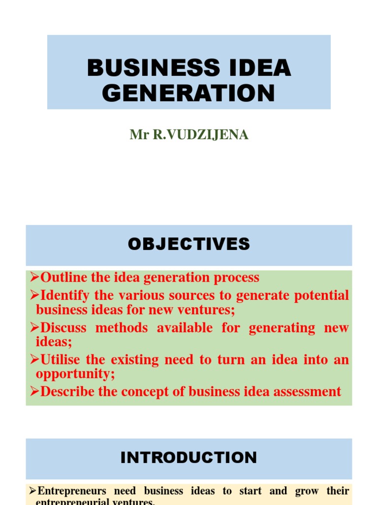 Idea Generation | PDF | Entrepreneurship | Market (Economics)
