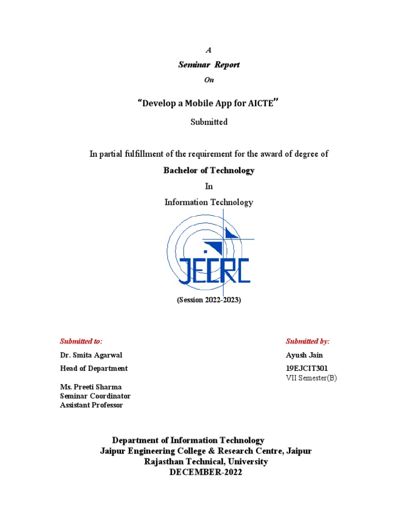 Ayush Jain Final 7th Sem Seminar Report | Download Free PDF | Xml | Java (Programming Language)