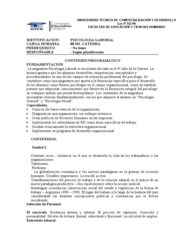 Ps 3.6. PSICOLOGÍA LABORAL | PDF | Sicología | Psicología industrial y organizacional
