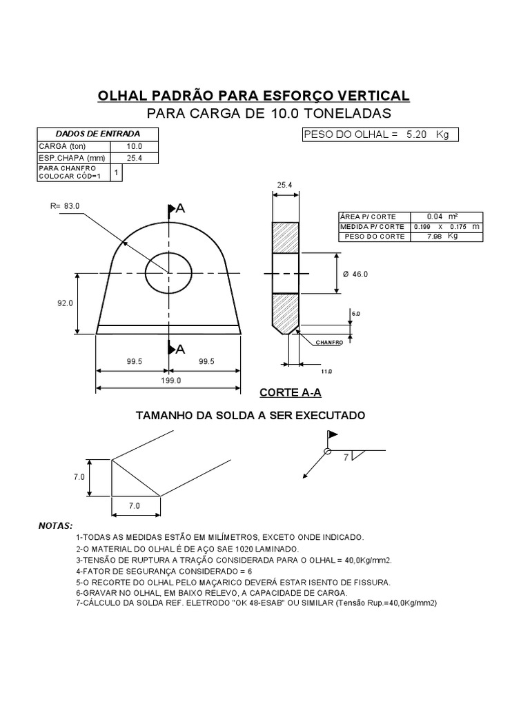 Calculo de Olhal | PDF | Engenharia