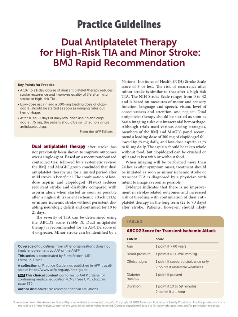 Dual Antiplatelet Therapy For High Risk TIA and Minor Stroke BMJ Rapid ...