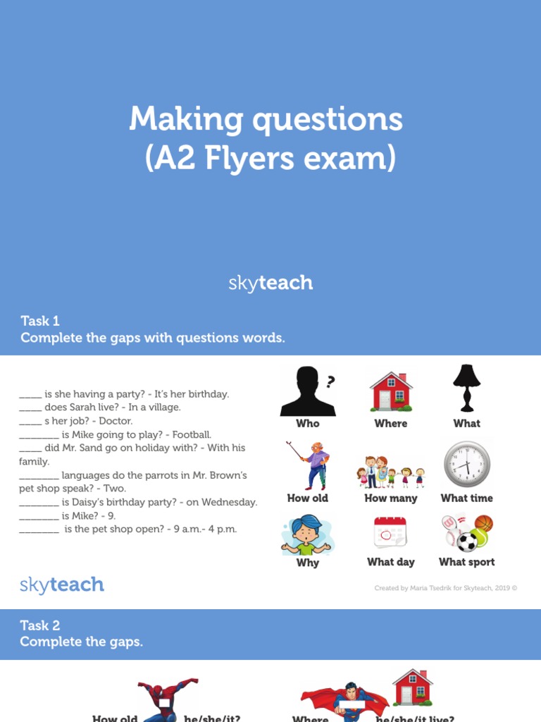 Making Questions A2 Flyers Exam | PDF