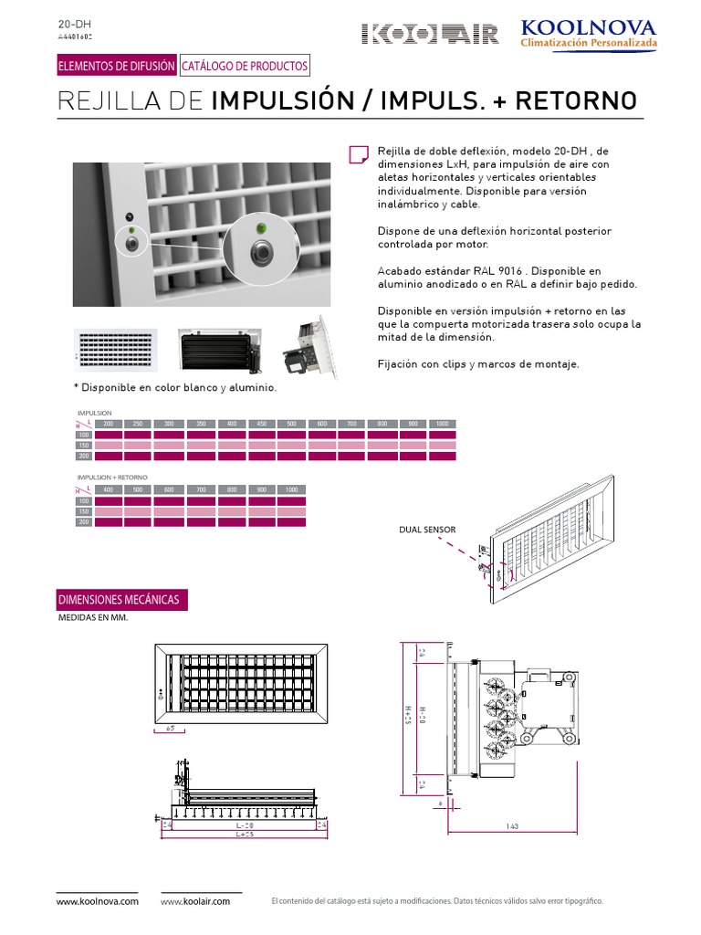 A4401602 Ficha Tcnica Rejilla 20dh Koolnova | PDF | Vehículos | Transporte