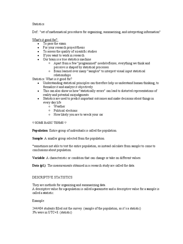 Lecture 1 Notes Pdf Statistics Level Of Measurement