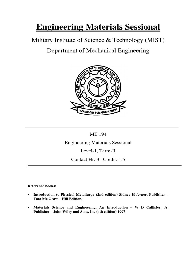 ME - 194 Engineering Materials Sessional | PDF | Phase (Matter) | Heat Treating