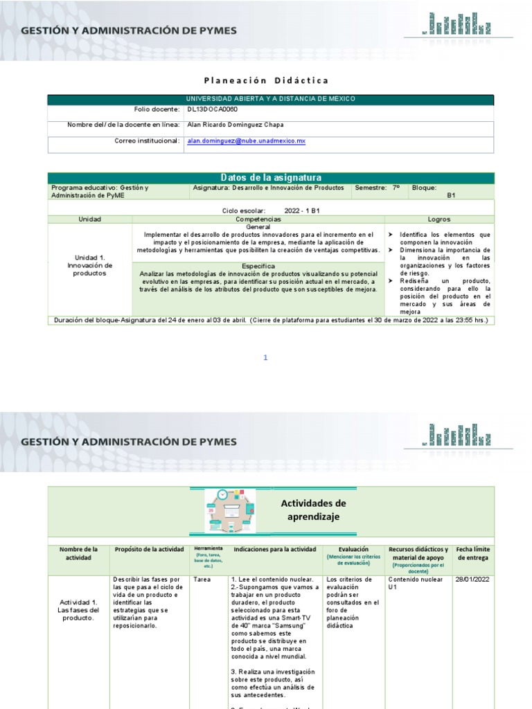 PD - GDIP - U1 - Alan Ricardo Domínguez Chapa | PDF | Producto (Negocio ...
