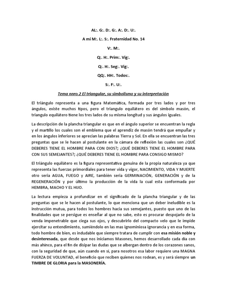 Simbolismo del Triángulo Masónico | PDF