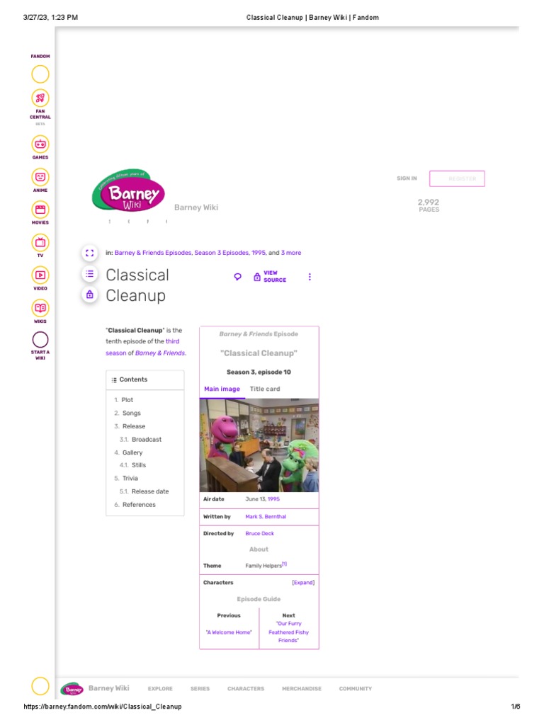 Classical Cleanup - Barney Wiki - Fandom | PDF | Fandom