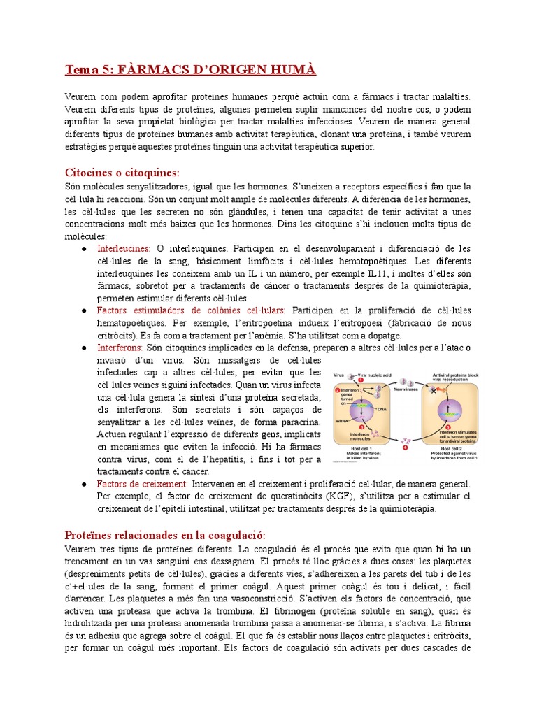 Tema 5 - FÀRMACS D'ORIGEN HUMÀ | PDF