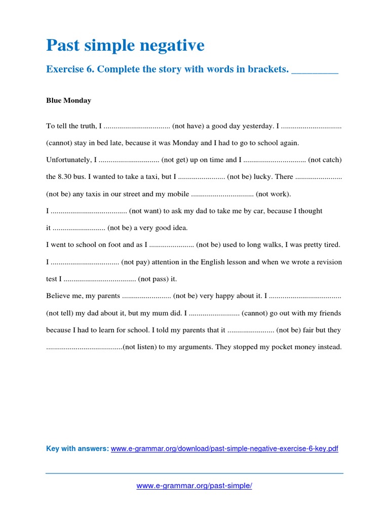 Past Simple Negative Exercise 6 | PDF
