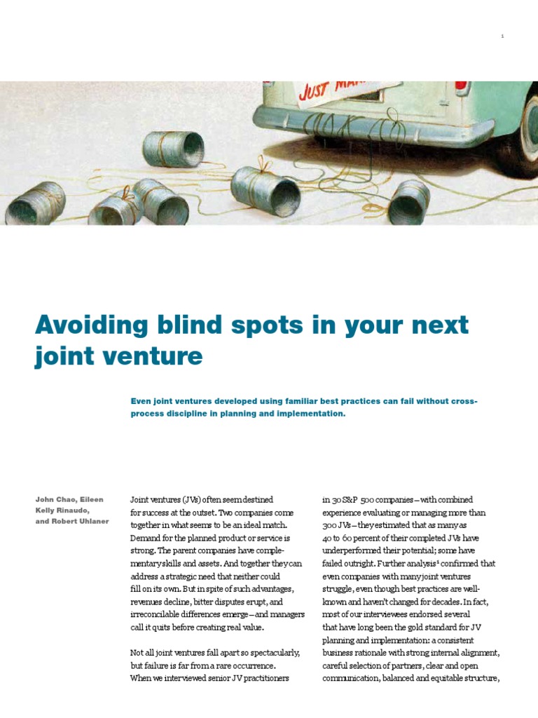 Avoiding Blind Spots in Your Next Joint Venture | PDF | Joint Venture | Negotiation