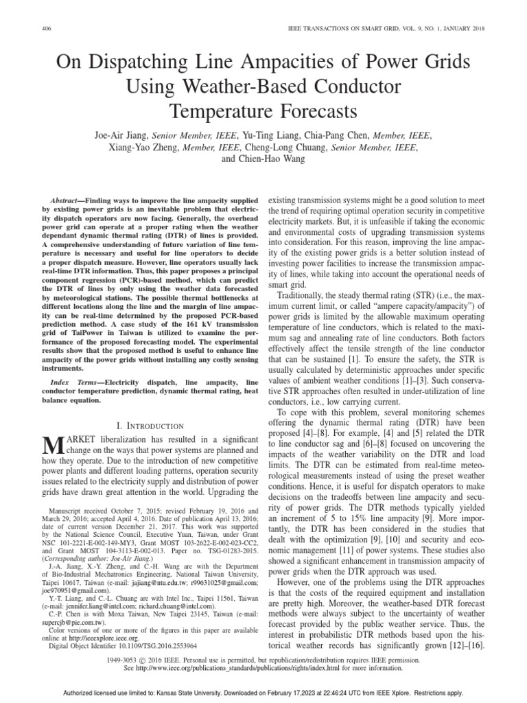 On Dispatching Line Ampacities of Power Grids Using Weather-Based ...