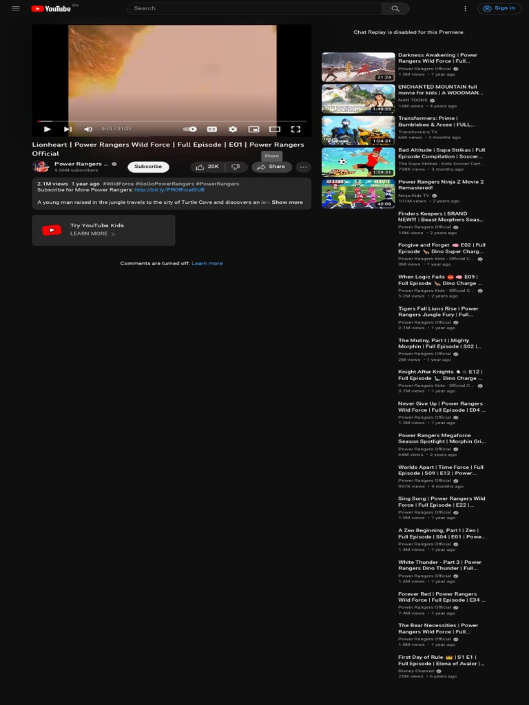 Lionheart - Power Rangers Wild Force - Full Episode - E01 - Power Rangers Official - YouTube | PDF