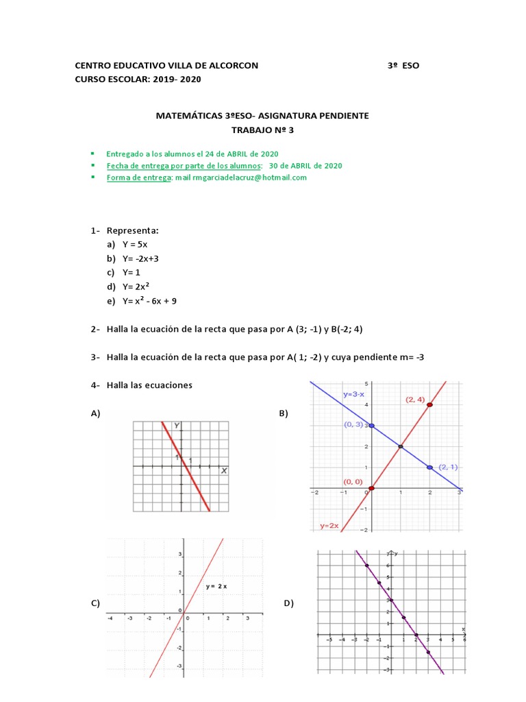 Matematicas Pendiente 3 Eso Trabajo #3 | PDF