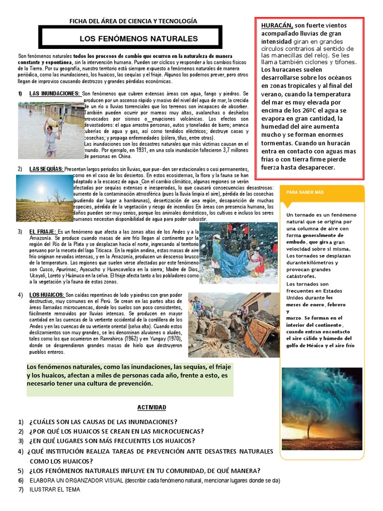 3 Ficha Fenomenos Naturales PDF | PDF | Ciclones tropicales | Agua