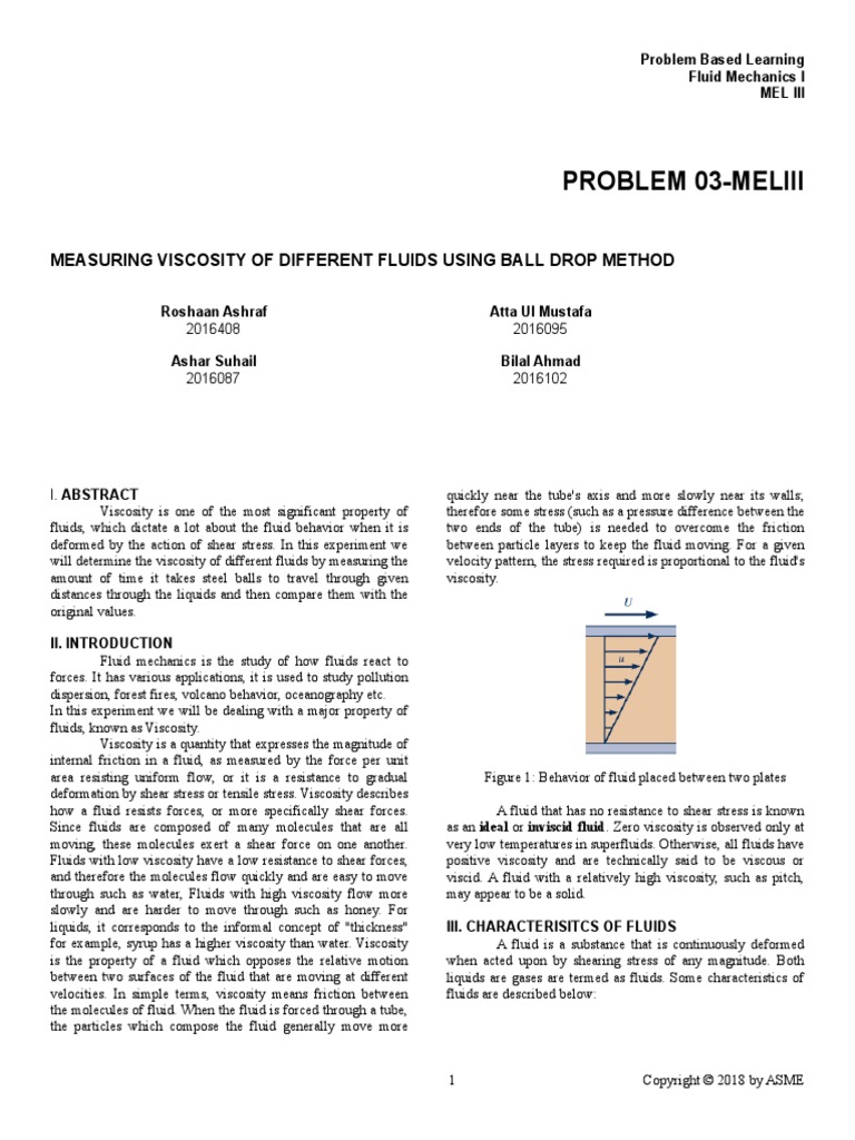 Problem 03-Meliii: Measuring Viscosity of Different Fluids Using Ball Drop Method | Download ...