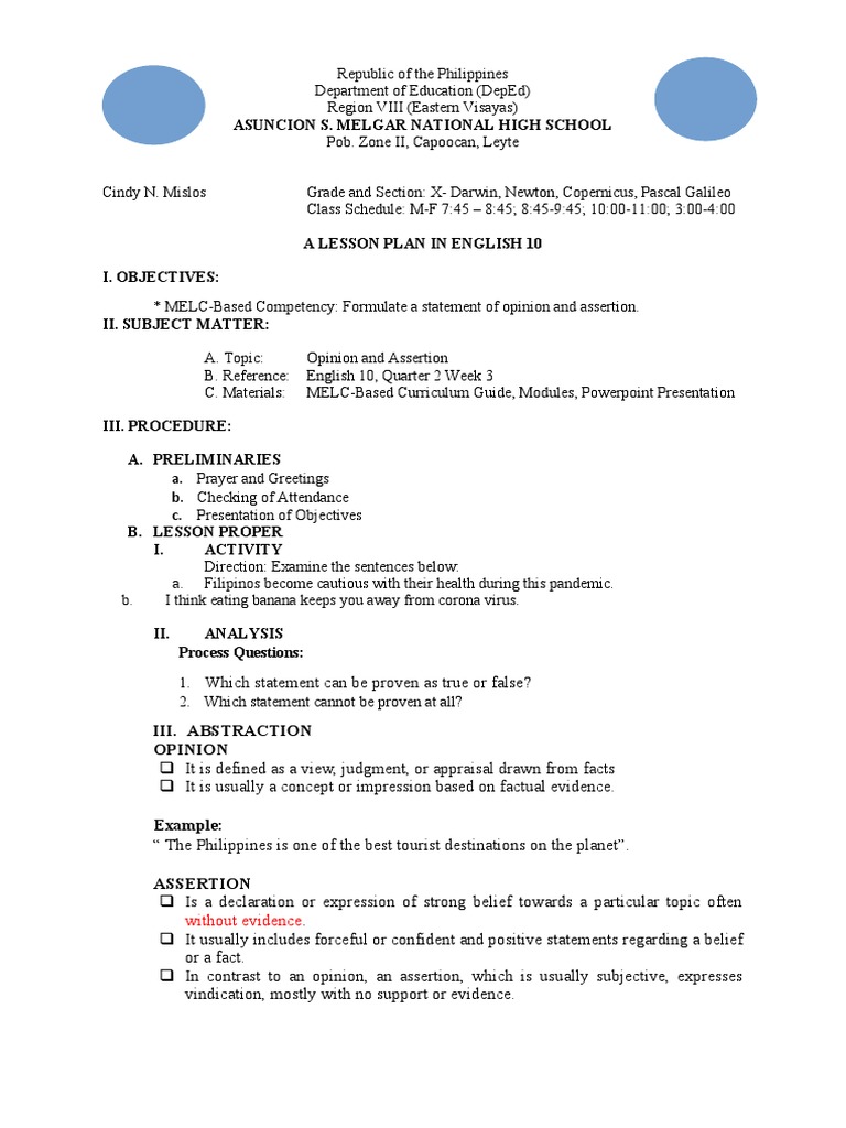 Lesson PLAN GRADE 10 Quarter 2 W3 | PDF | Feeling | Empathy